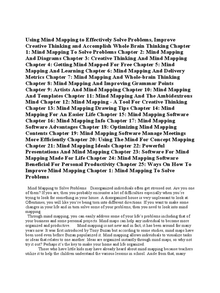 Using Mind Mapping To Effectively Solve - Duncan, Kim | PDF | Mind ...