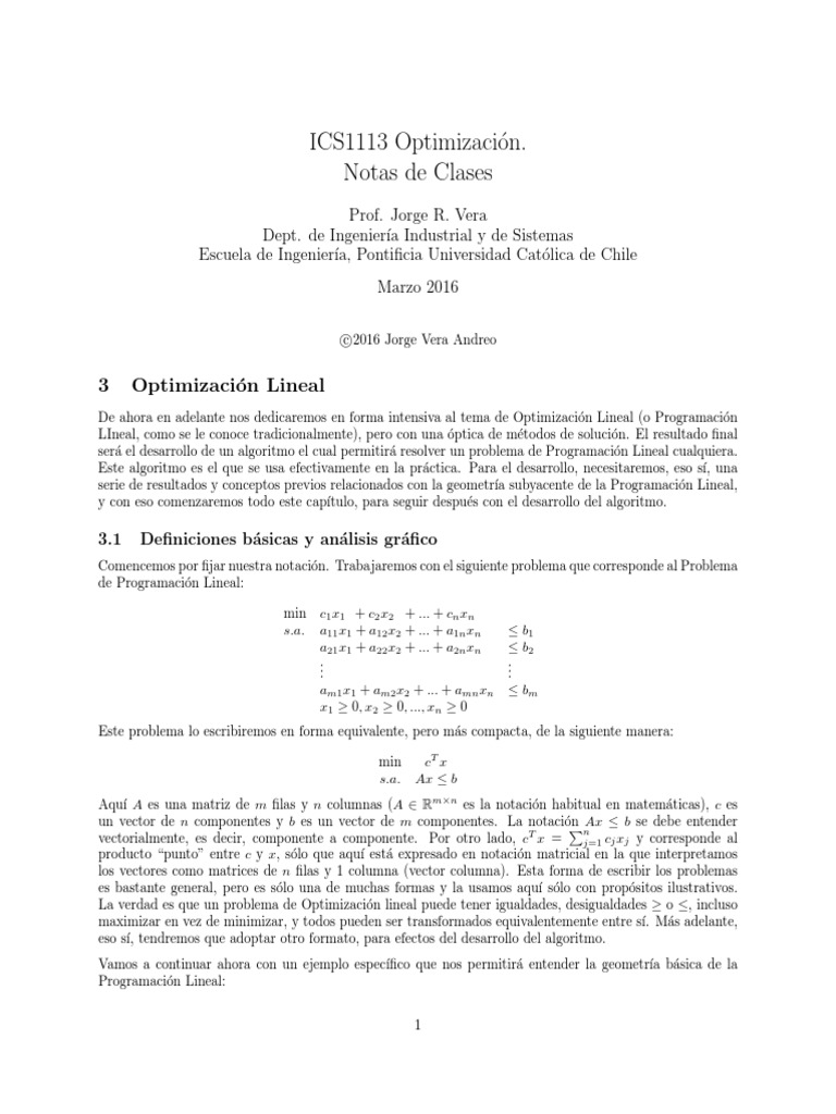 Optimizacion Lineal 2016 | PDF | Conjunto convexo | Matriz (Matemáticas)