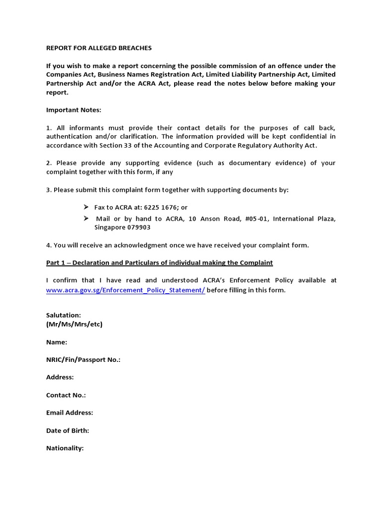 Complaint Form 062016 | PDF