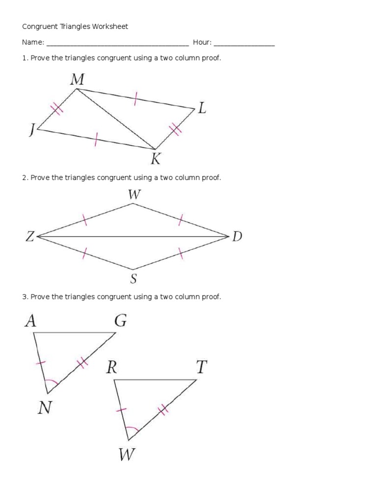 2 Column Proof Extra Practice | PDF | Triangle Geometry | Elementary ...