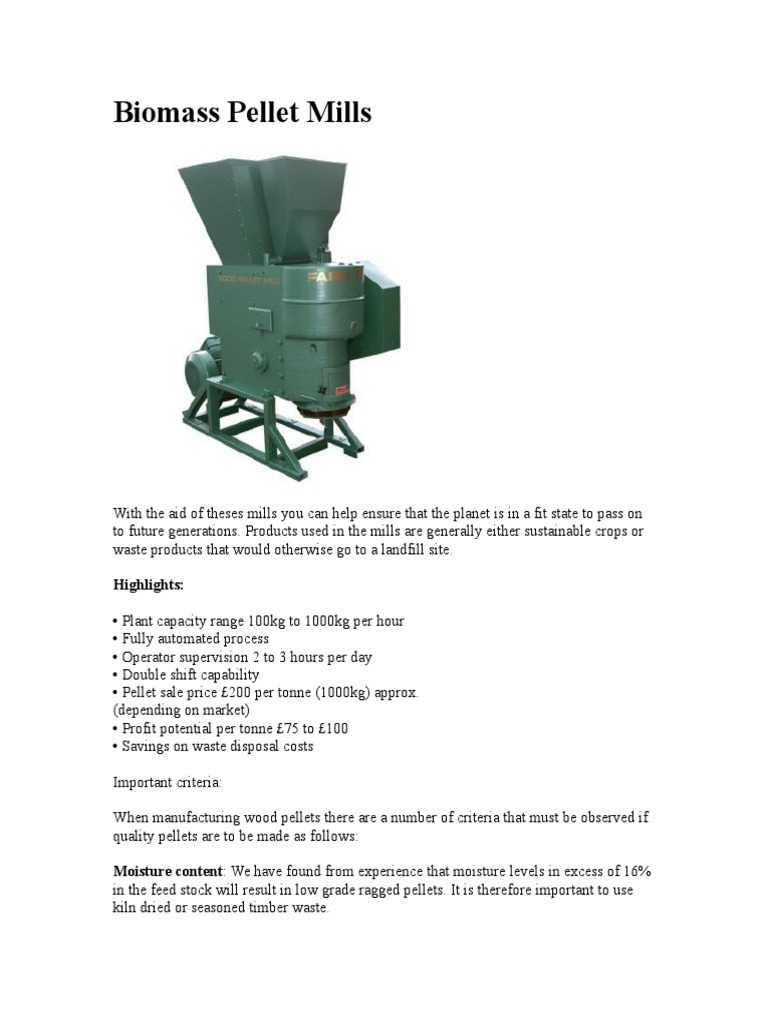 Biomass Pellet Mills.doc | Mill (Grinding) | Biomass