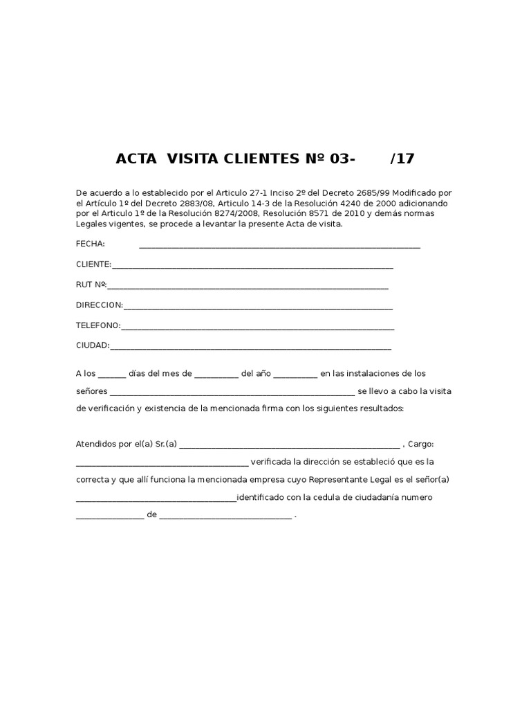 Acta de Visita a Clientes