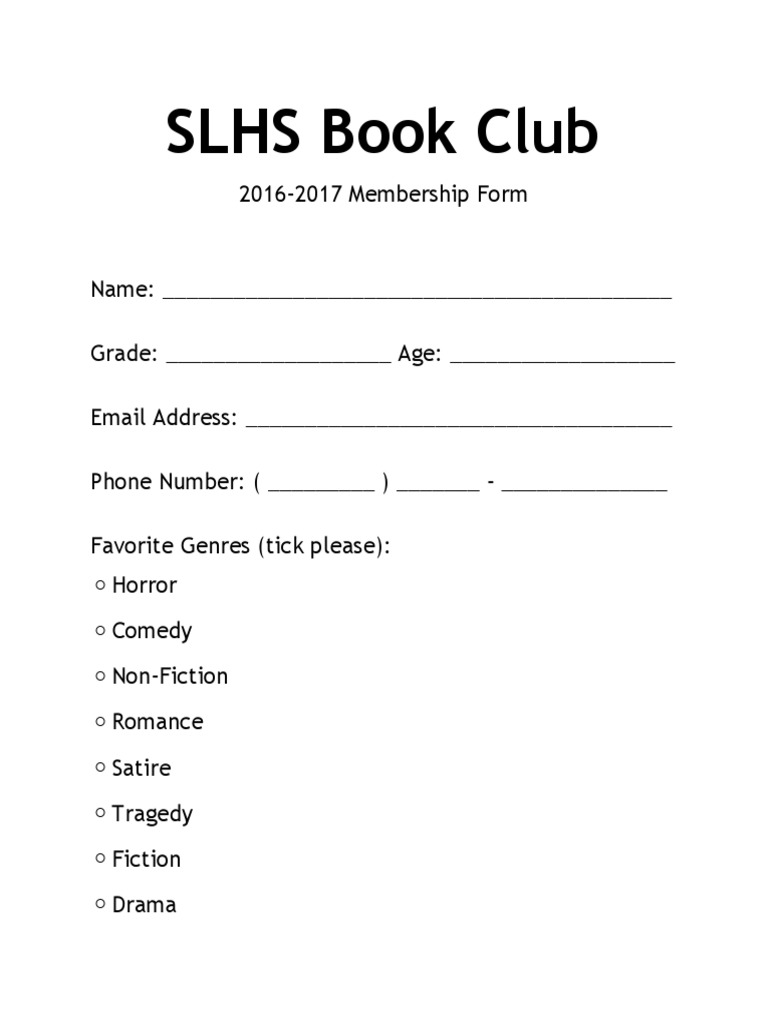 SLHS Book Club | PDF