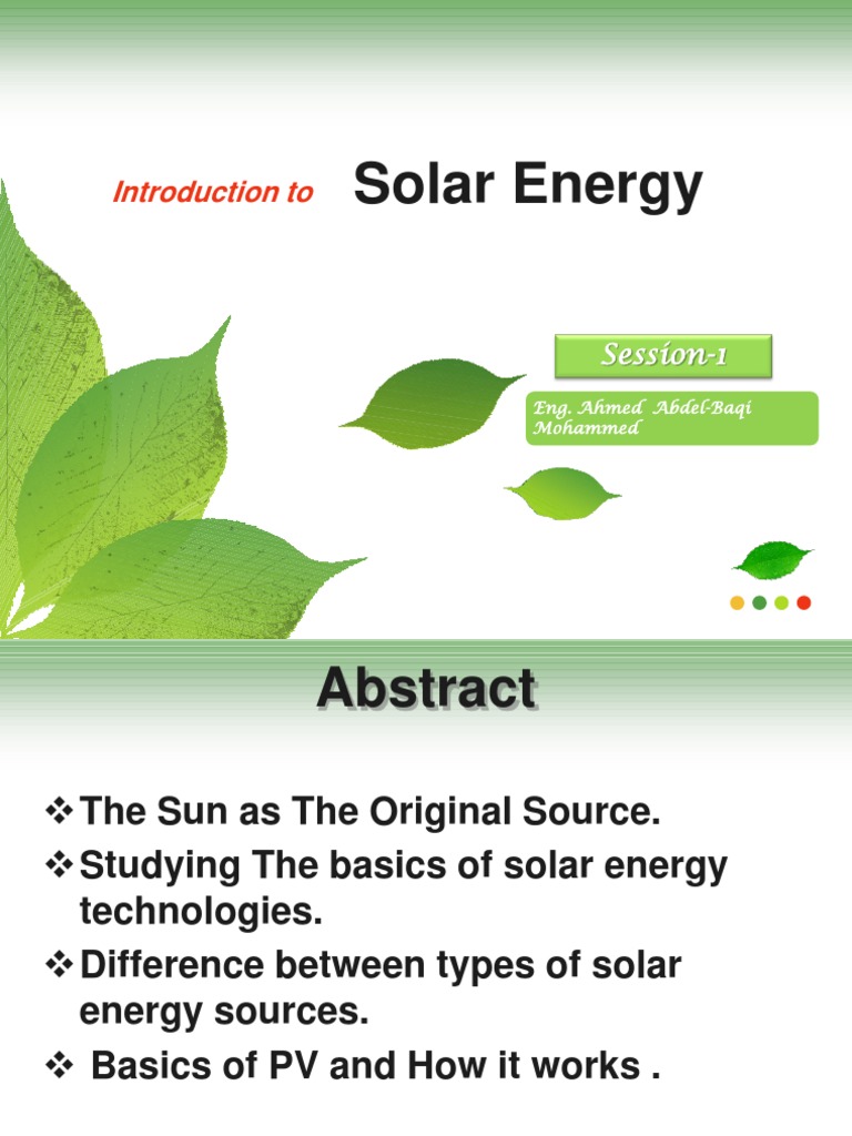 Solar Energy: Introduction To | PDF | Sun | Energy Development