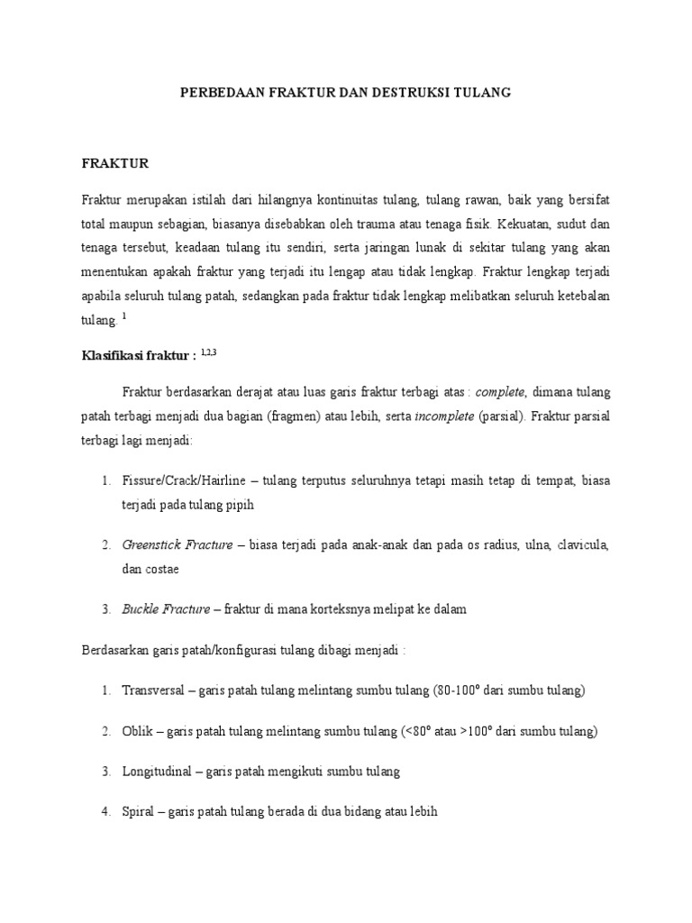 Debby - Perbedaan Fraktur Dan Destruksi Tulang | PDF