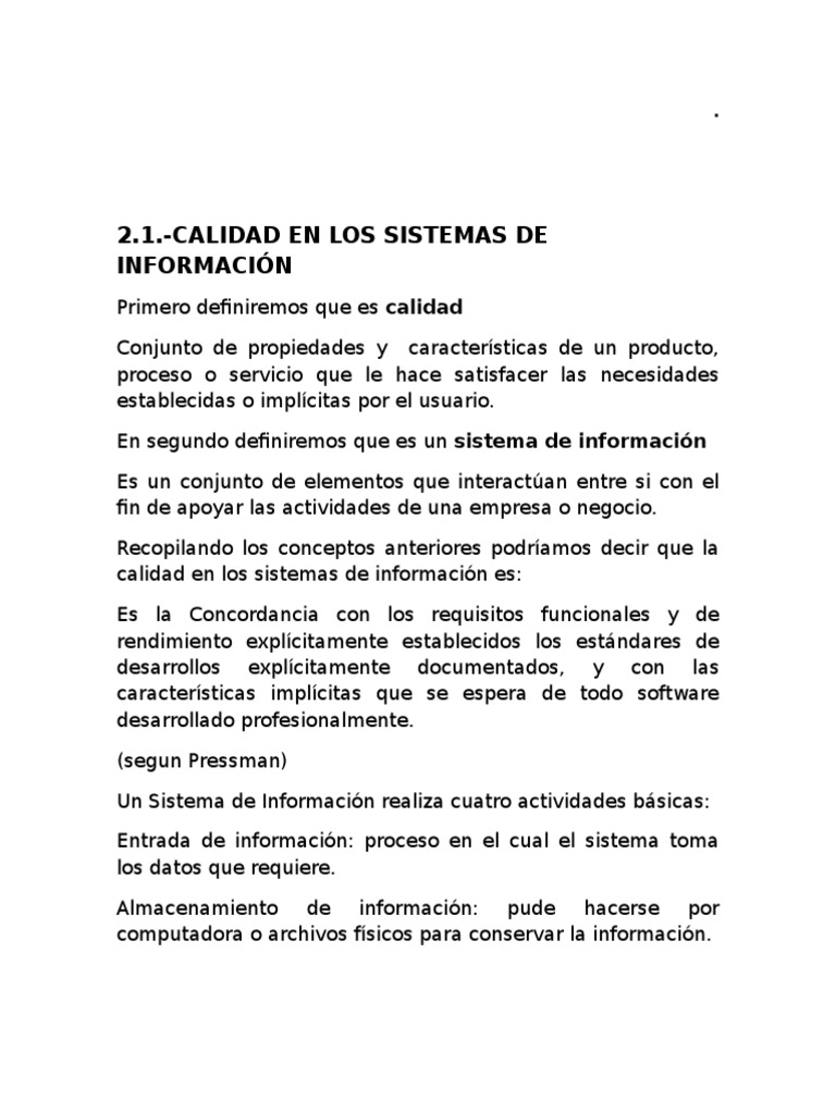 2.2 Defectos y Errores de Calidad en Los Istemas de Informacion | PDF ...