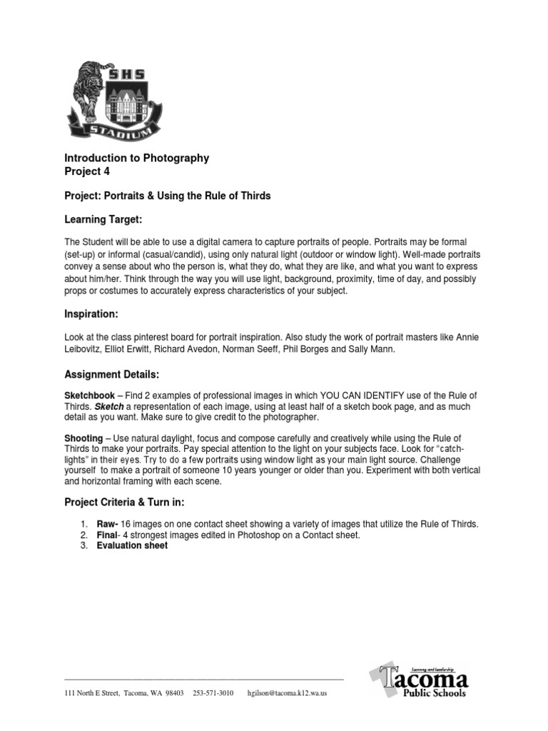 Photography Portrait Project Guide | PDF