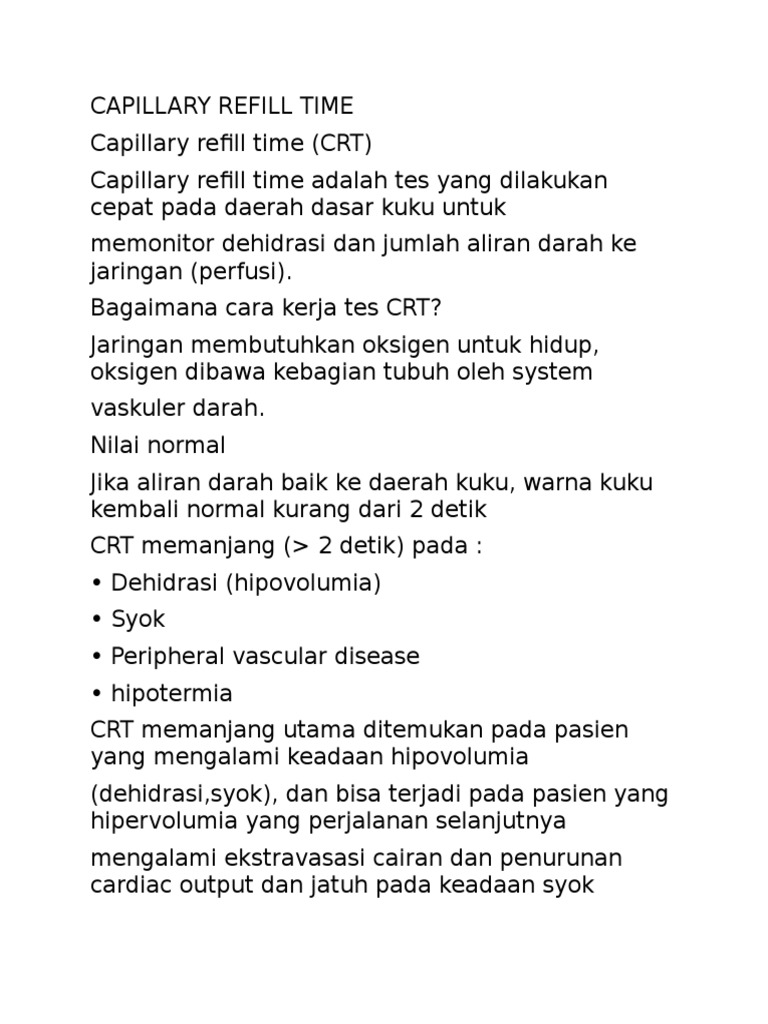 Capillary Refill Time | PDF