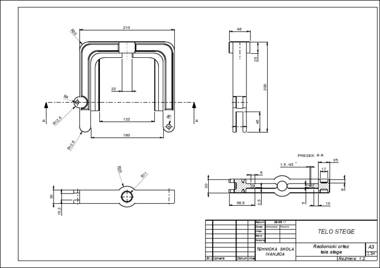 Technical Drawing of a Steg Body with Dimensions and Tolerances for ...
