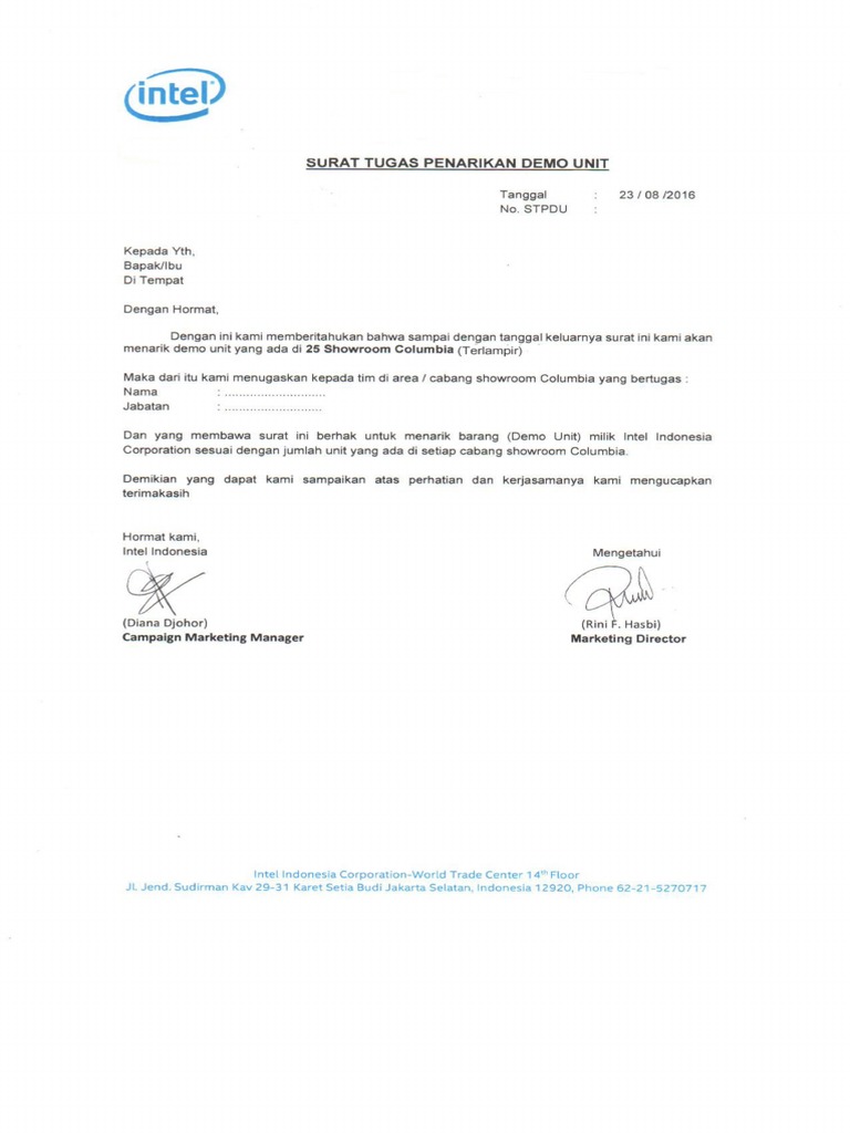 Surat Penarikan Demo Unit | PDF