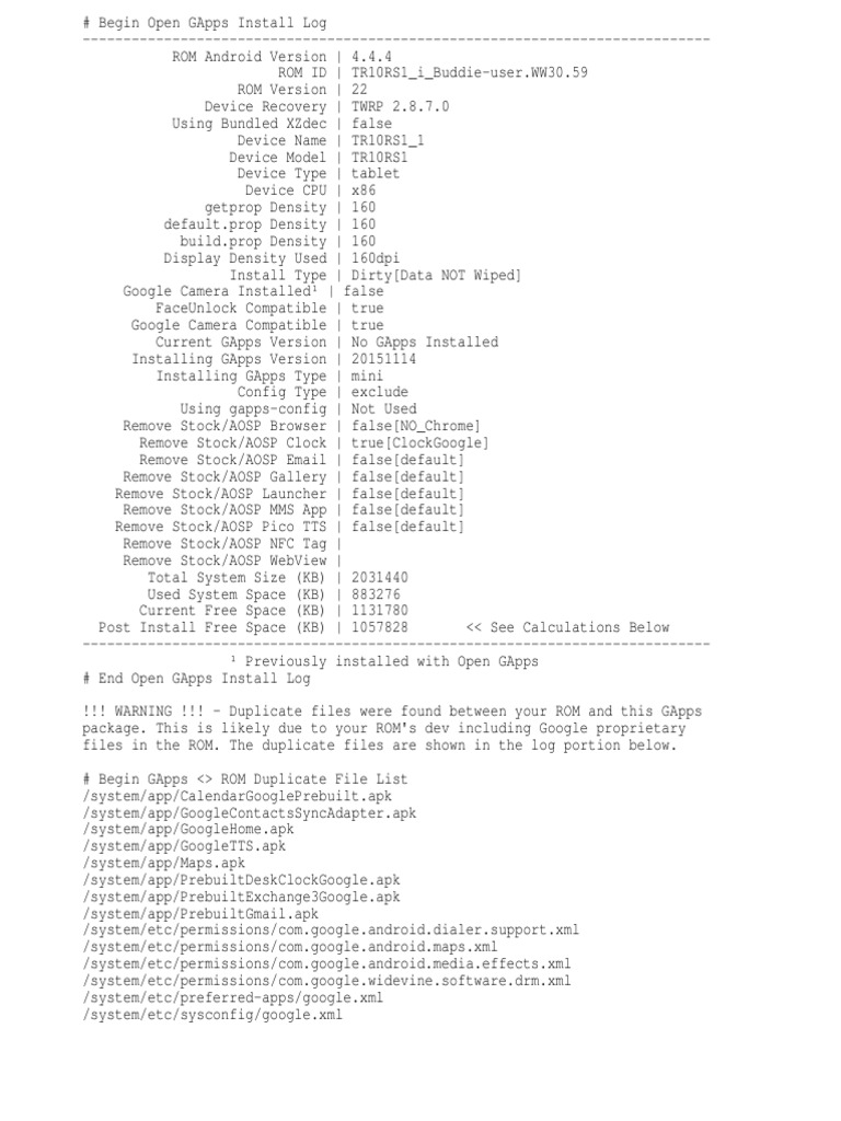 Open Gapps Log | PDF | Android (Operating System) | Mobile Linux