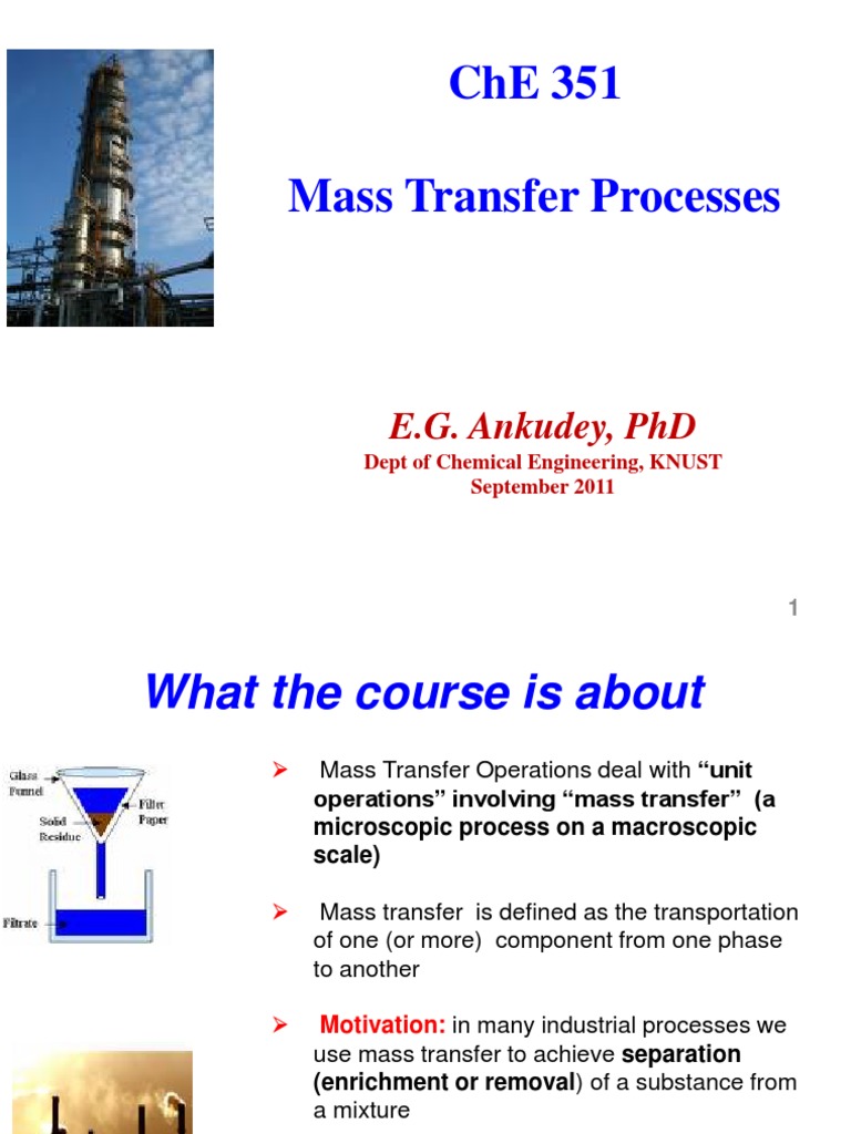 Mass Transfer Process Lecture Note | Diffusion | Mass Transfer