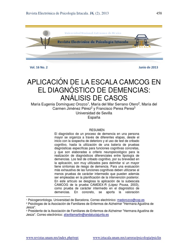 Diagnóstico de Demencias con CAMCOG | PDF | Demencia | Memoria