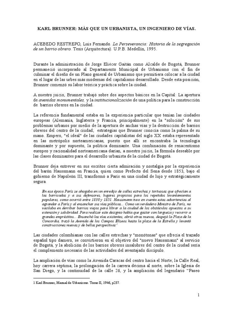 Karl Brunner | PDF | Calle | Bogotá