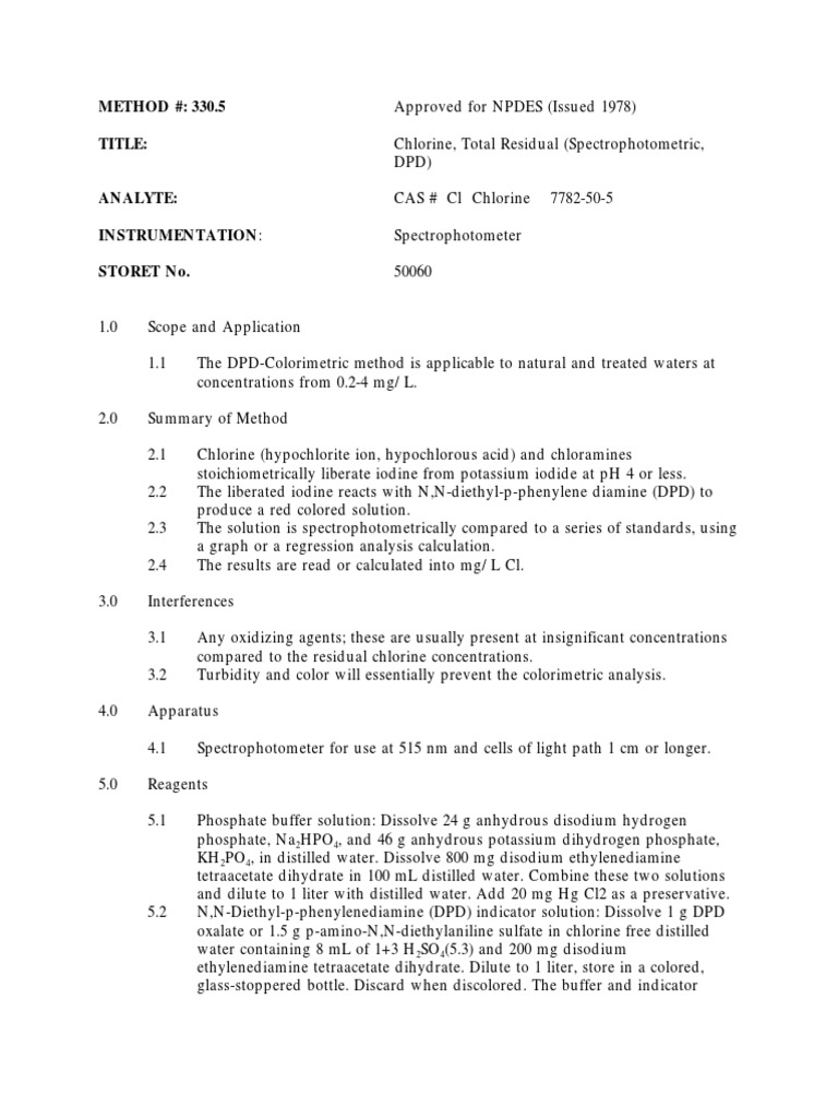 EPA Method 3305 PDF | PDF | Iodine | Chlorine