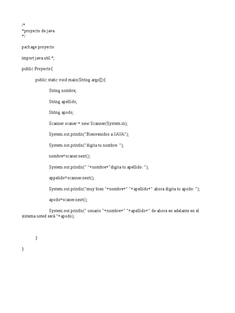 Proyecto de Java2 PDF | PDF | Programación de computadoras | Ingeniería ...