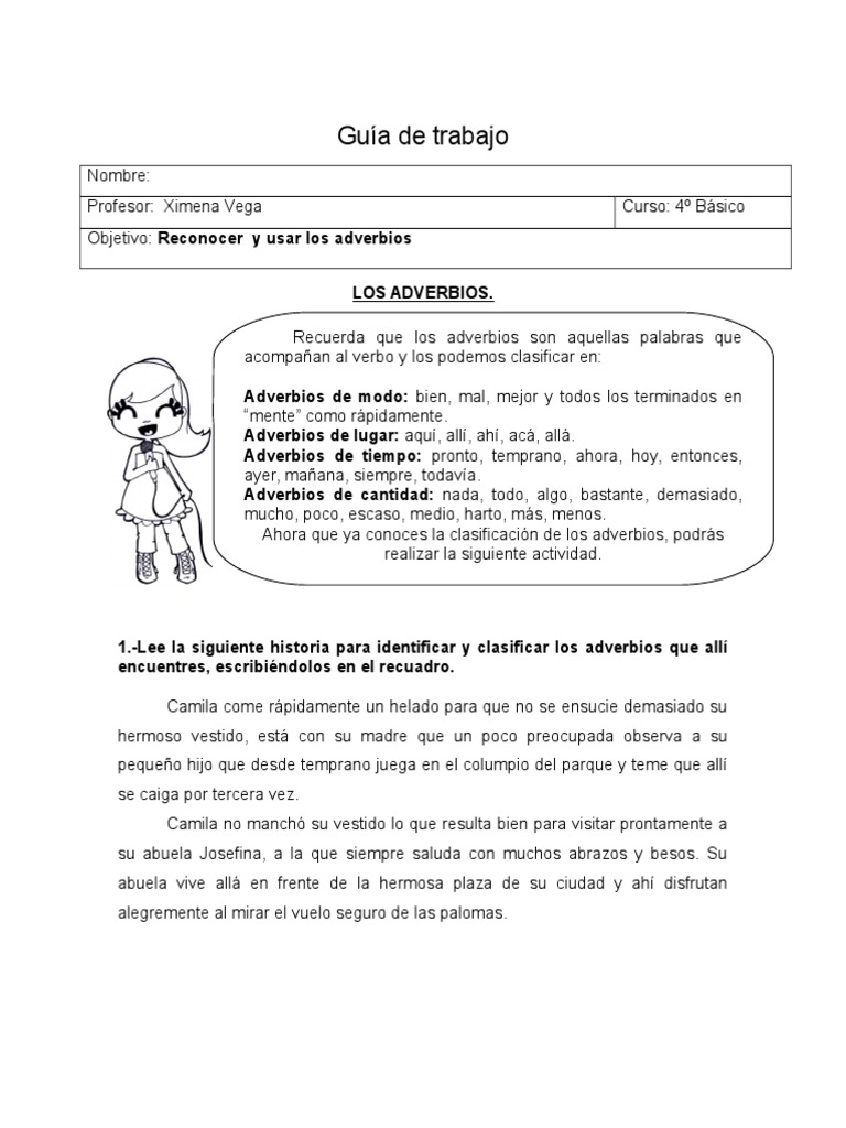 Guia Adverbios Cuarto | PDF