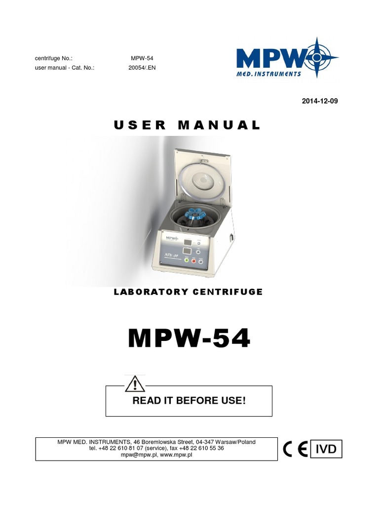 MPW 54 | PDF | Centrifuge | Corrosion
