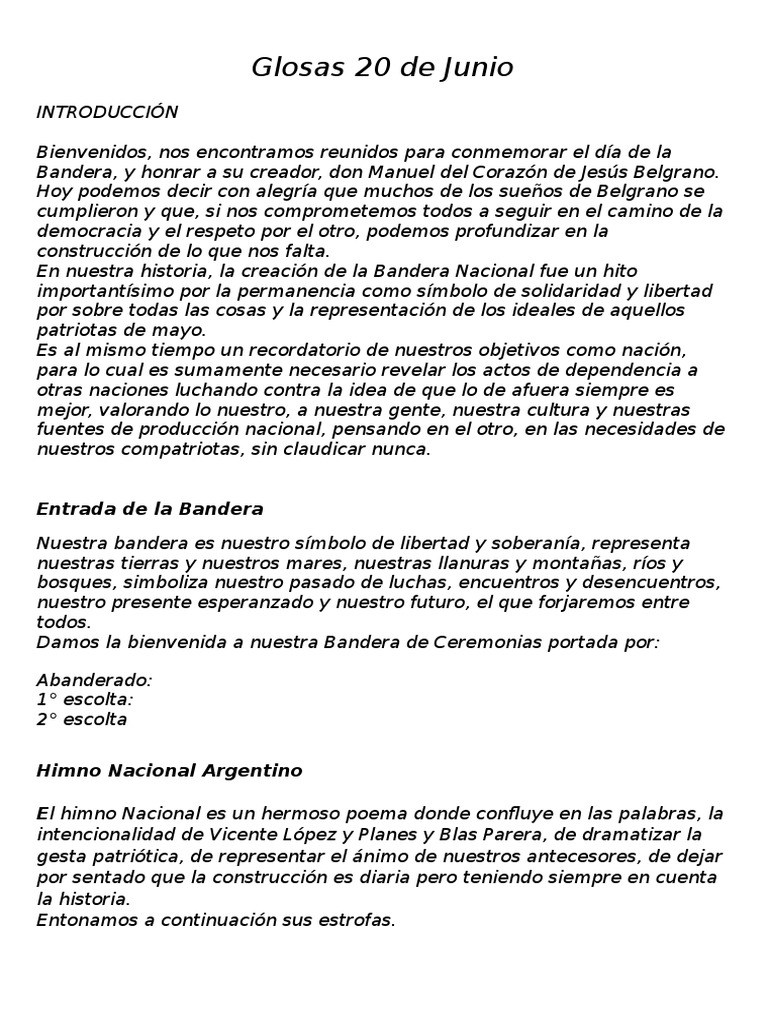 Glosas 20 de Junio | PDF