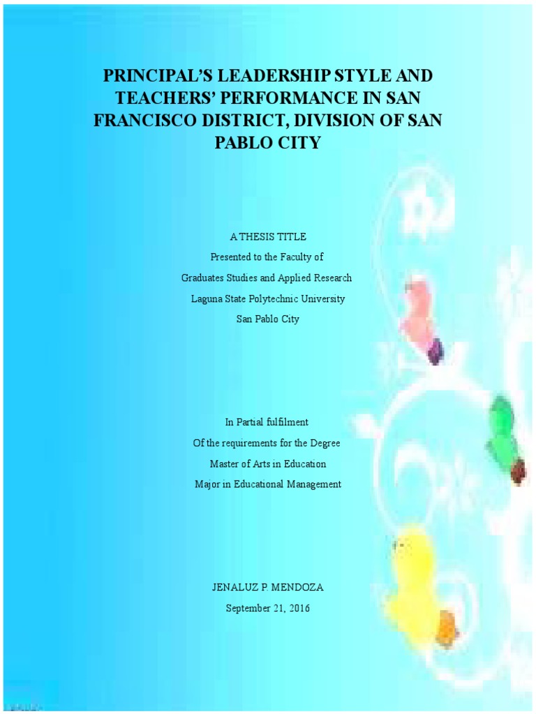 Principals' Leadership Styles and Teachers Performance | PDF | Teachers | Leadership