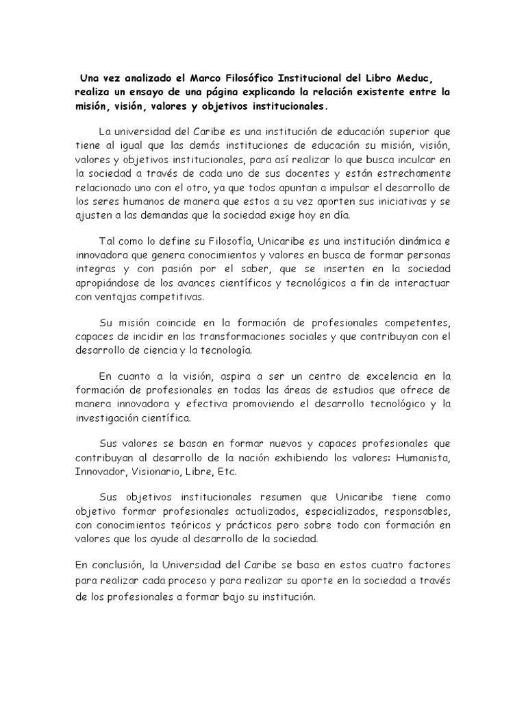 Marco Filosófico Institucional Del Libro Meduc | PDF | Crecimiento ...