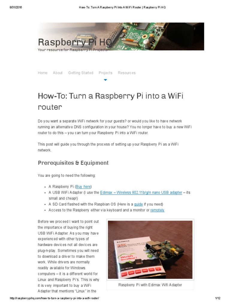 How-To - Turn A Raspberry Pi Into A WiFi Router - Raspberry Pi HQ | PDF | Wi Fi | Usb