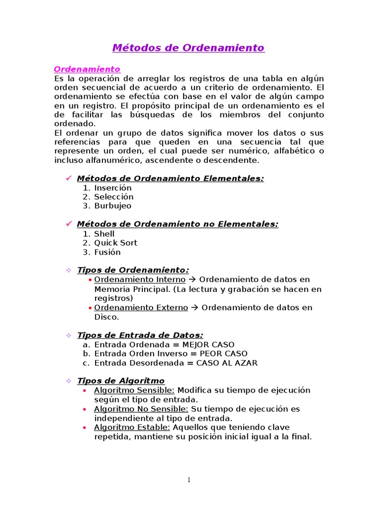 Algoritmos De Ordenamiento Pdf Algoritmos Estructura De Datos De Matriz