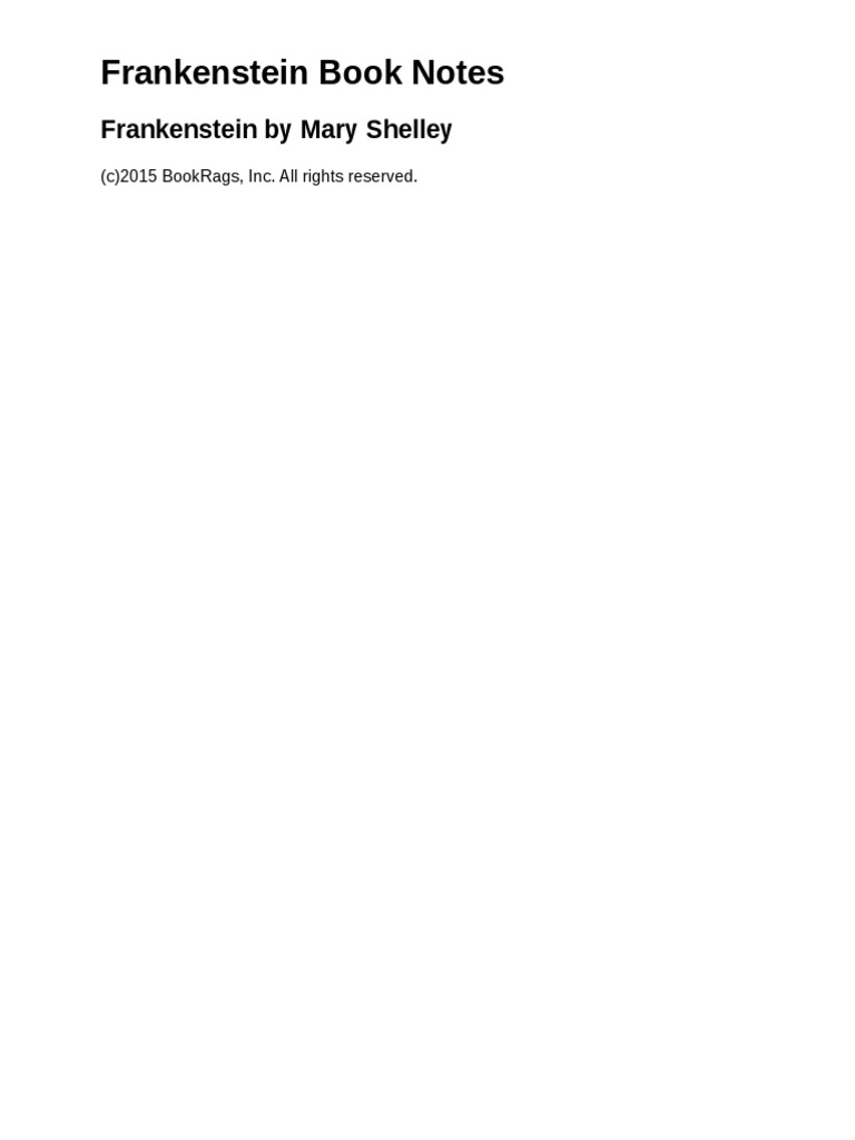 FRK Notes | PDF | Frankenstein | Mary Shelley