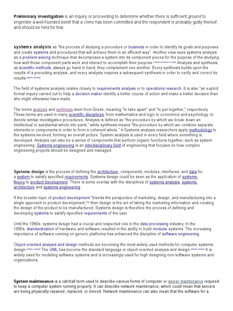 Preliminary Investigation | PDF | Systems Analysis | Systems Design