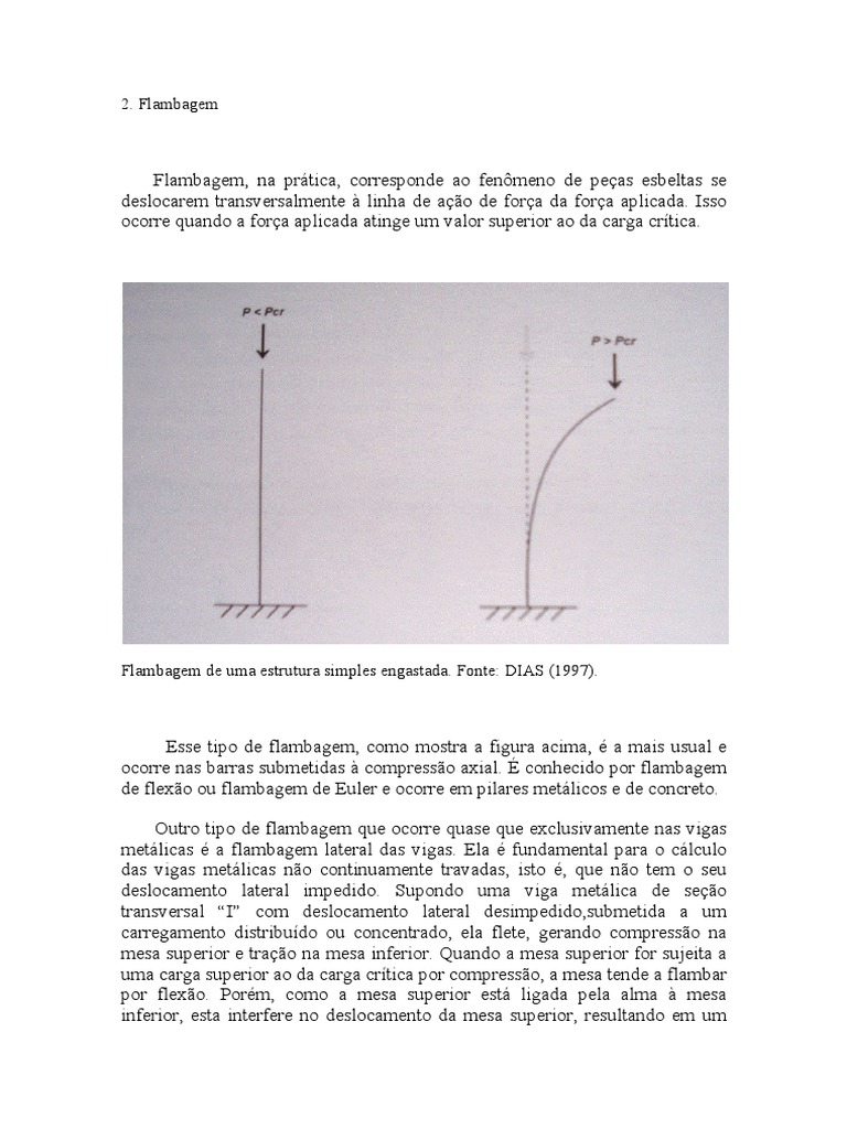 Flambagem em Vigas Metálicas: Tipos e Causas | PDF