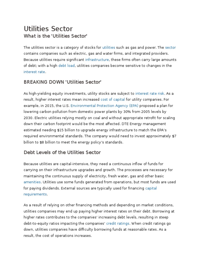 What Is The 'Utilities Sector' | PDF | Interest | Interest Rates