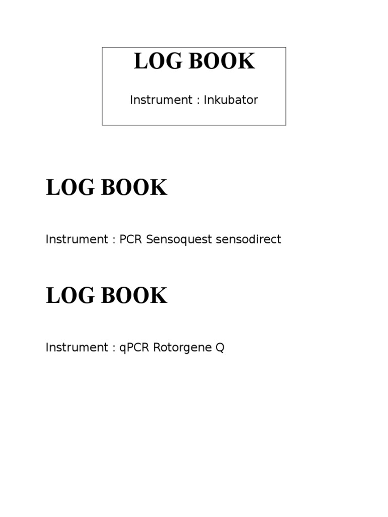 Log Book: Instrument: Inkubator | PDF