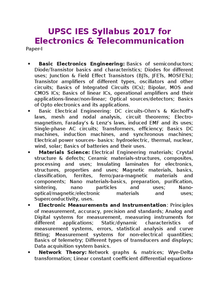 Upsc Ies Syllabus 2017 | PDF | Science & Mathematics | Computers