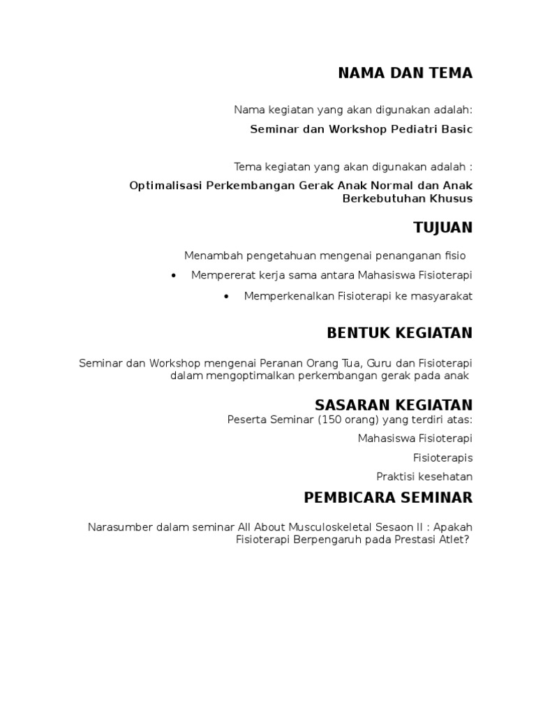 Seminar Fisioterapi untuk Anak Normal & Khusus | PDF | Bisnis
