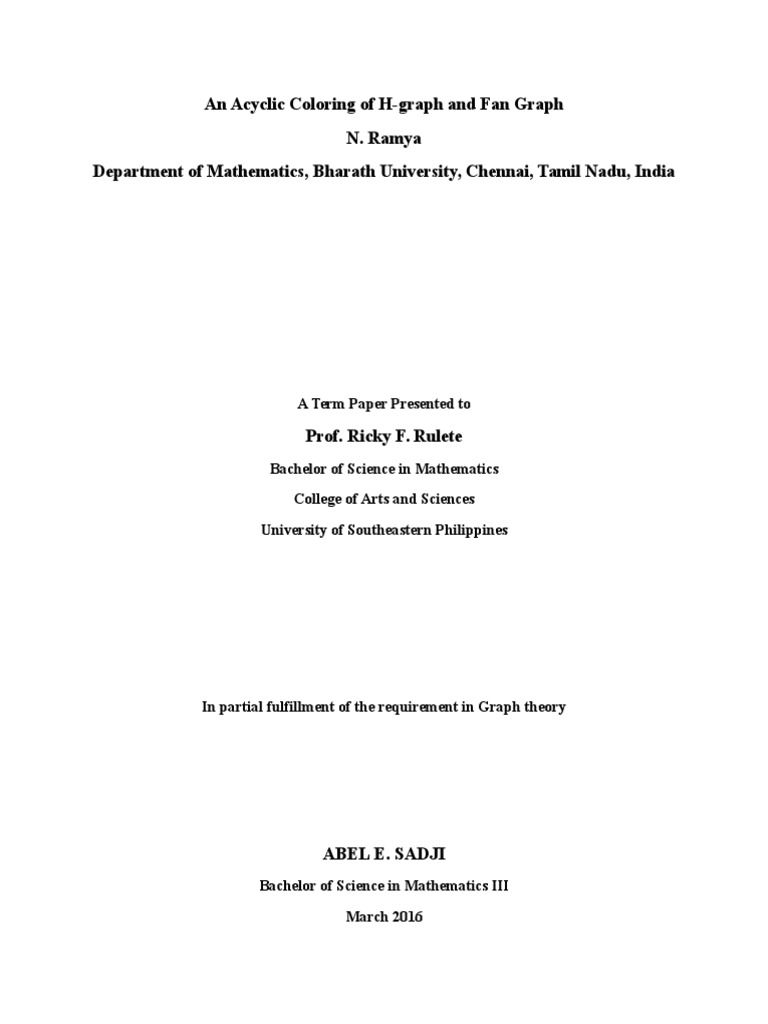 An Acyclic Coloring of H-Graph and Fan Graph | PDF | Vertex (Graph ...