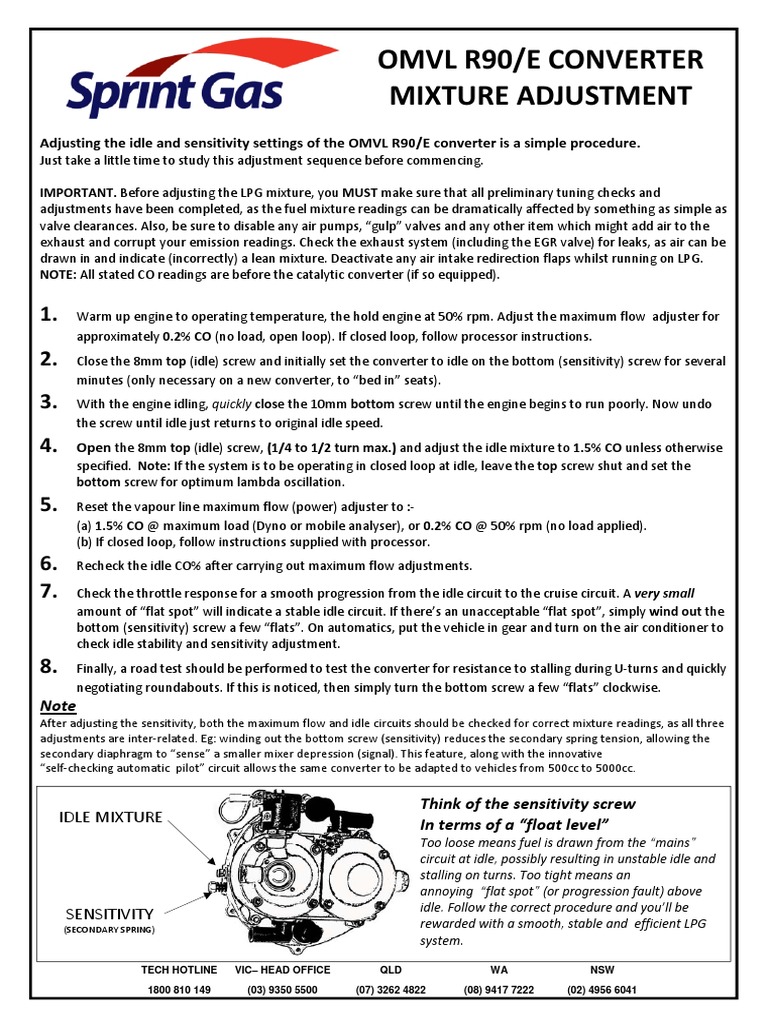 OMVL R90/E Converter Mixture Adjustment | PDF | Vehicle Technology | Engine Technology