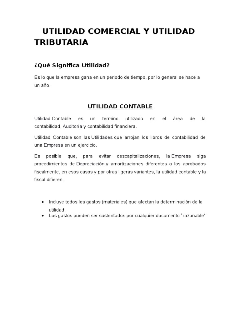Utilidad Tributaria y Contable | PDF | Contabilidad | Contabilidad ...