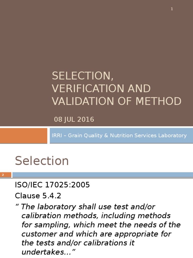 Selection, Verification and Validation of Methods | PDF | Detection Limit | Accuracy And Precision