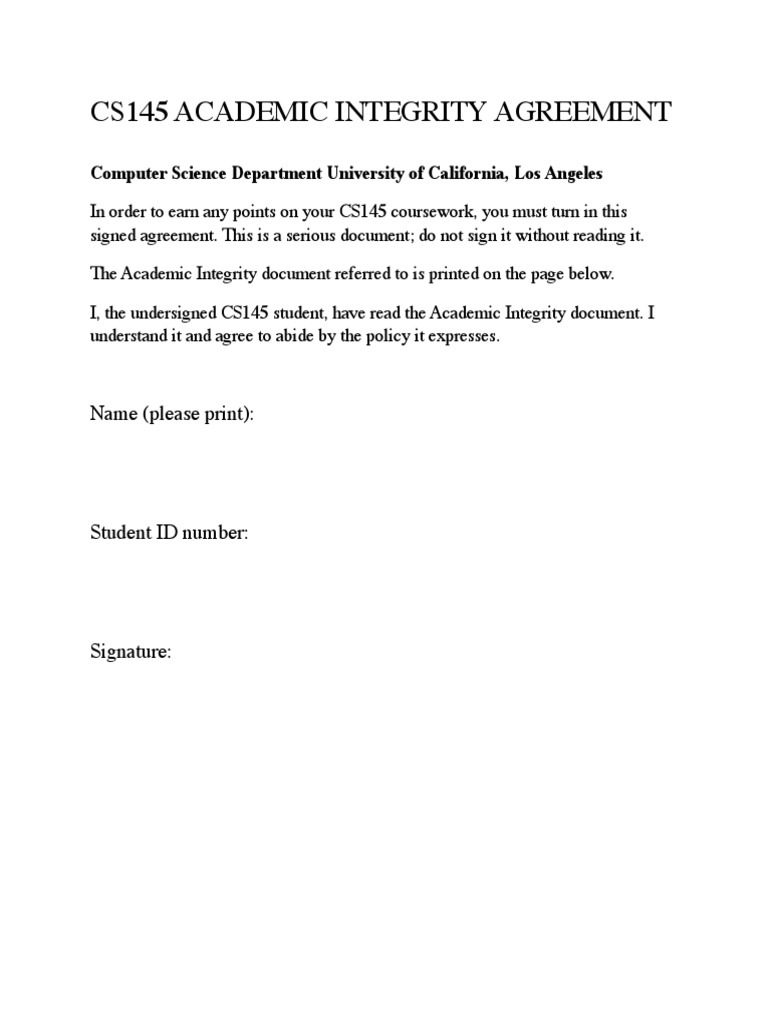 Academic Integrity Form | PDF | Academic Integrity | Plagiarism