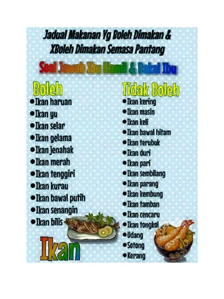Menu Pantang Bersalin | PDF