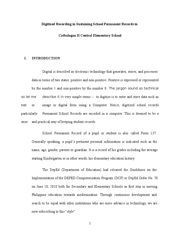 Digitizing Permanent School Records in Catbalogan II | PDF | Antivirus ...