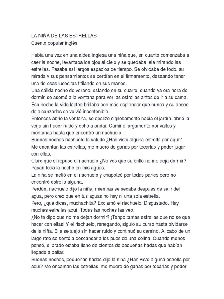 La Niña De Las Estrellas Pdf Noche Estrellas
