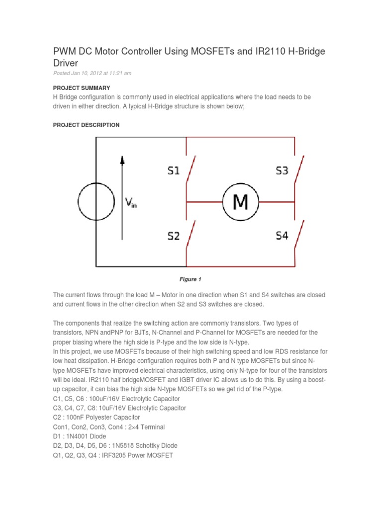 PWM Motor Control with IR2110 H-Bridge | PDF | Mosfet | Field Effect ...