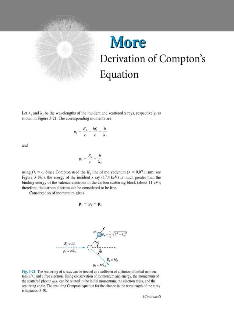 Derivation of Compton's Equation: P E C HF C H | PDF | Physical ...