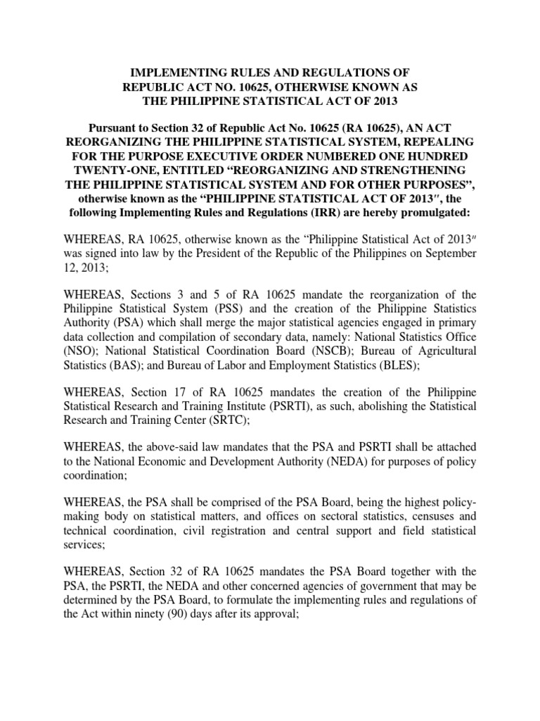 Ra 10625 - Irr | PDF | Official Statistics | Statistics