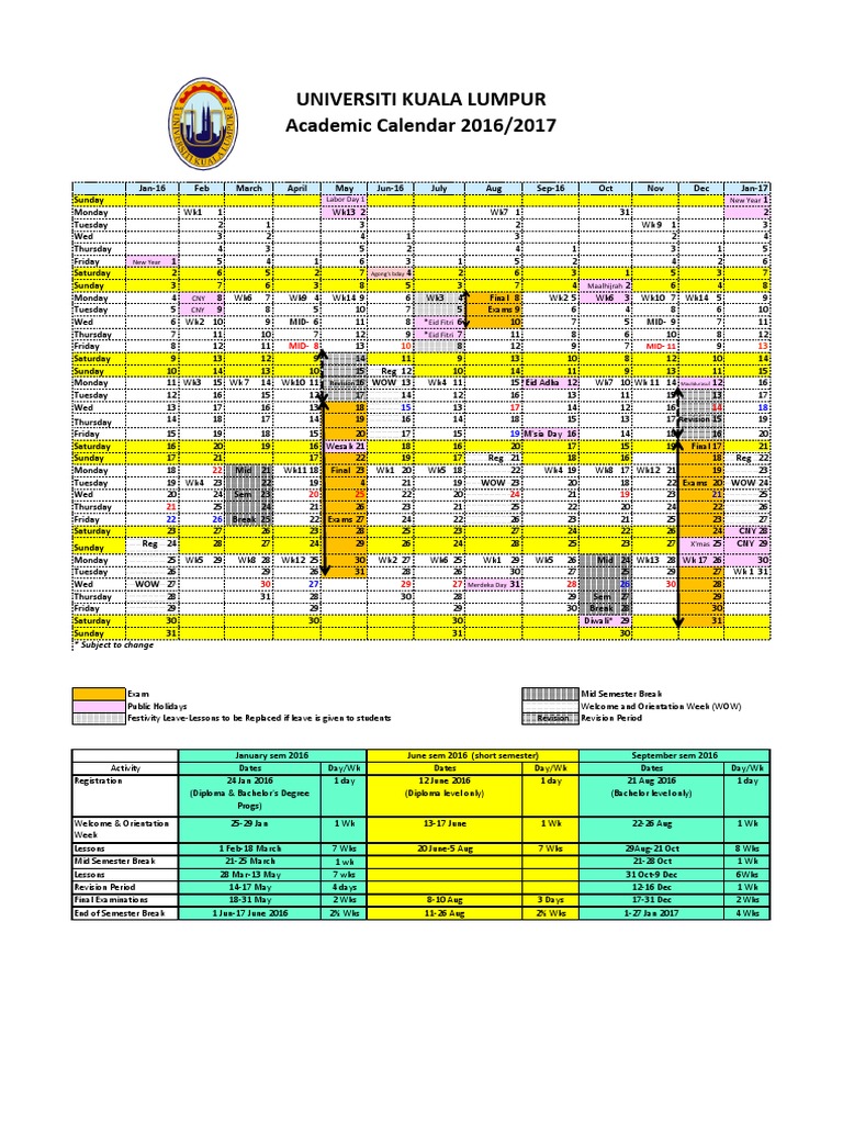 2016/2017 Academic Calendar Overview | PDF | Travel