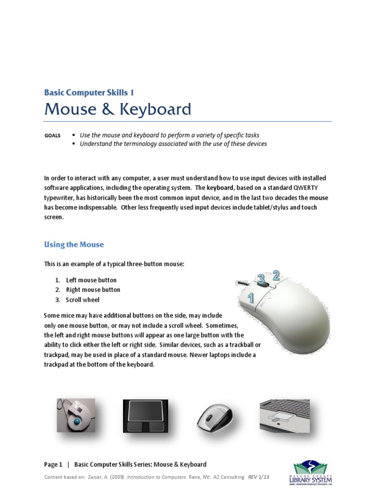 Computer Skills 1 - Mouse & Keyboard | PDF | Computer Keyboard | Control Key