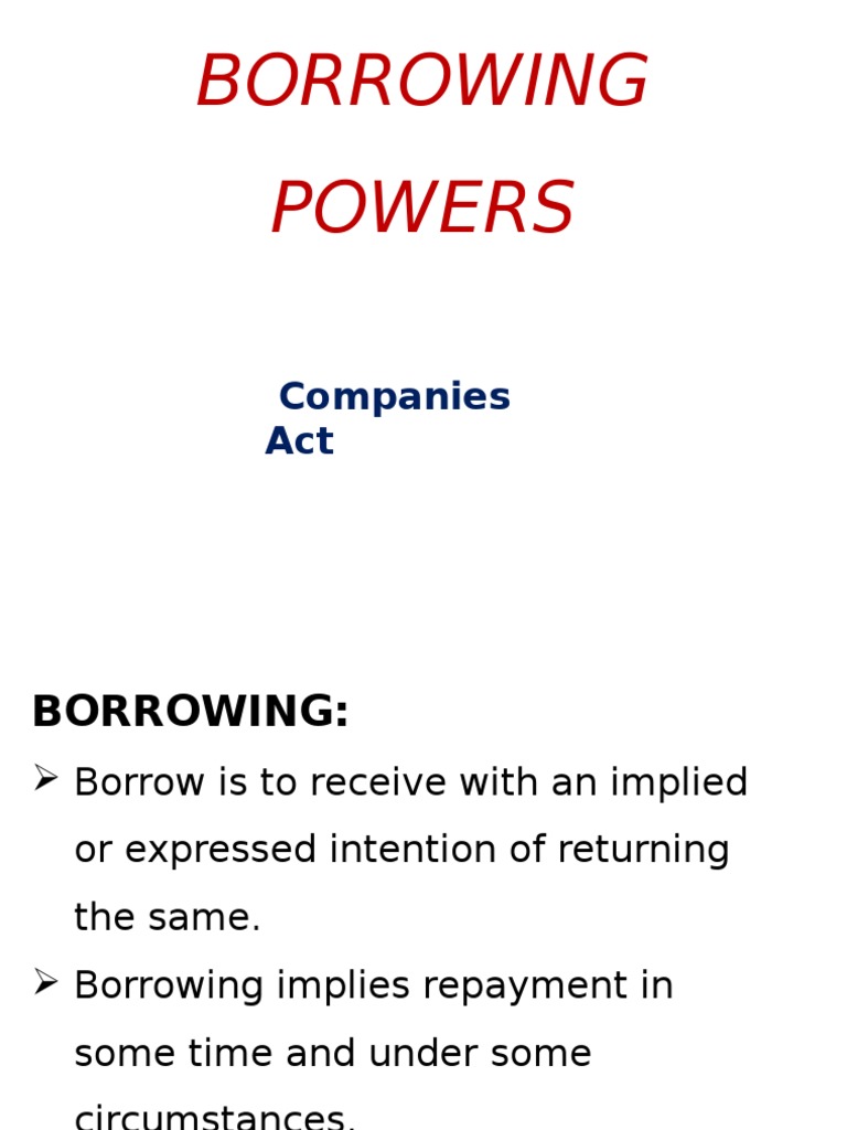 Borrowing Powers | PDF | Loans | Common Law