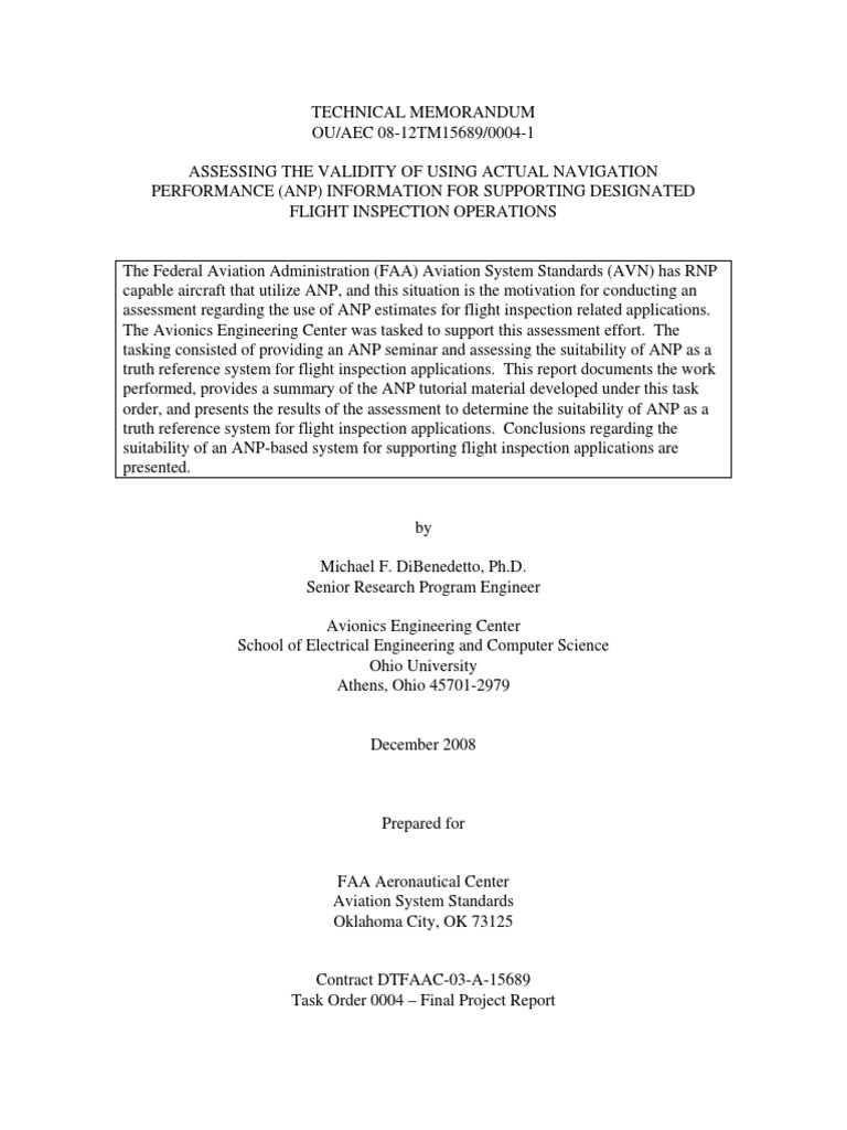 (FAA) (FLAtEART) ASSESSING THE VALIDITY OF USING ACTUAL NAVIGATION ...