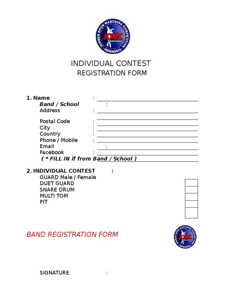 Individual Contest Form | PDF